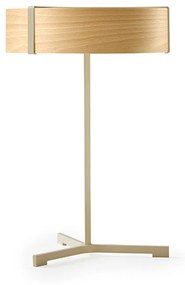 Stolní lampa Thesis Table s dřevěnou dýhou Dekor: Přírodní bukové dřevo, Barva nohy: Matná slonovinová bílá
