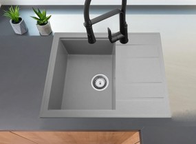 Gamma Modern 6550, 1-komorový granitový dřez 650x500x210 mm s krátkým odkapávačem, šedá, GMA-ZLE000092