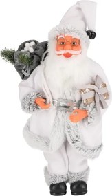 Vánoční dekorace Santa Claus bílá / šedá 40 cm
