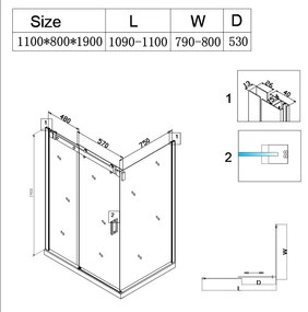 BPS-koupelny Obdélníkový sprchový kout HYD-OK203B 110x80 zlatý/transparent - bez vaničky
