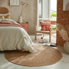 Flair Rugs, Kusový koberec Capri Jute Natural/Coral kruh, 180x180 (průměr) kruh, béžová, chodba / předsíň