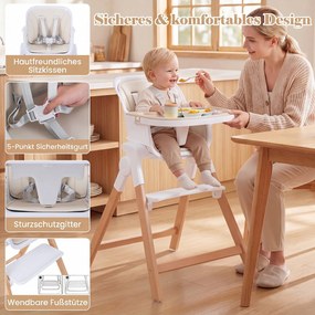 Costway Vysoká stolička baby 4 v 1 dětská vysoká židle skládací nastavitelná