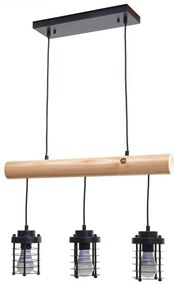 Závěsné svítidlo H82 industrial, klietka 3 74208 - kov / dřevo - Černá