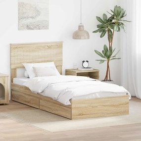 Postel s úložným prostorem se zásuvkou Sonoma dub 90 x 190 cm 3410842