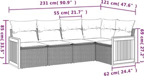 5dílná zahradní sedací souprava s poduškami černá polyratan 3227623