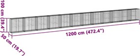 Gabionový koš s víkem 1 200 x 50 x 100 cm pozinkované železo 3295153