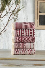 L´essentiel Maison Ručník, Set 5 ks Maya - Claret Red, Červená