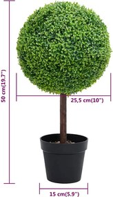Umělý zimostráz ve tvaru koule s květináčem zelený 50 cm 336509