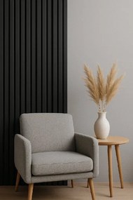 3D Dřevěné lamely na zeď na filci 255x46cm - ČERNÉ