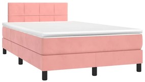 Box spring postel s matrací a LED růžová 120 x 190 cm samet 3270158