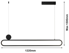 Immax NEO LITE OVALE Smart závěsné svítidlo černé 122cm 50W Tuya WiFi s podporou BEACON