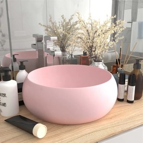 Luxusní umyvadlo kulaté matné růžové 40 x 15 cm keramické 146999