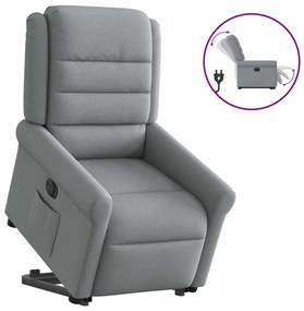Elektrické zvedací polohovací křeslo světle šedé textil 3303334