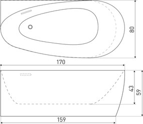 Novoterm Volně stojící rohová vana NV-Lucy 170x80 bílá + odtokový komplet