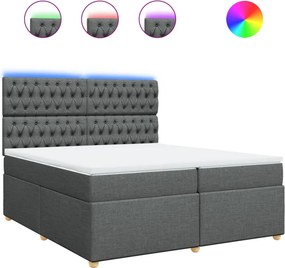 Box spring postel s matrací tmavě šedá 200x200 cm textil 3293695
