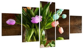 Obraz tulipánů ve váze (125x70 cm)