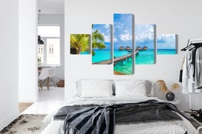 Vícedílný obraz Plovoucí Domy Na Maledivách Nedostatek Nedostatek Přírodní plátno 200x120