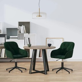 vidaXL Otočné jídelní židle 2 ks samet [3103386] Barva: Tmavě zelená