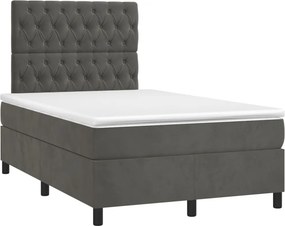 Box spring postel s matrací a LED tmavě šedá 120x200 cm samet 3136294