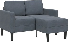 vidaXL Dvoumístná pohovka s lehátkem ve tvaru L 125 cm samet [4107072] Barva: Tmavě šedá