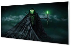 Obraz na skle Temná postava zeleného ohně 100x50 cm