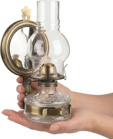 BRILAGI - Petrolejová lampa se zrcadlem MERLIN zlatá/patina
