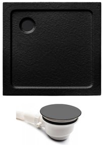 BPS-koupelny Čtvercová akrylátová sprchová vanička HYD-SSV-SILK 100x100 černá