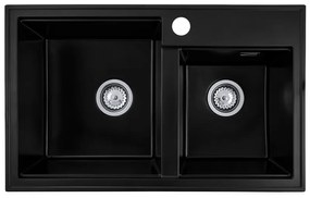 Gamma Modern 8020, 2-komorový granitový dřez 795x495x210 mm, černá, GMA-ZLE000026