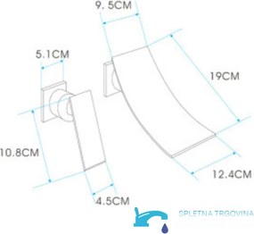 Nástěnná umyvadlová baterie EYN SU3875 s LED a kaskádovým výtokem, chrom