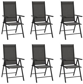 Skládací zahradní židle 6 ks textilen černé