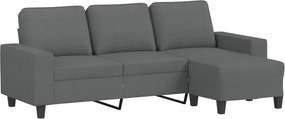 3místná pohovka s podnožkou tmavě šedá 180 cm textil 3201152