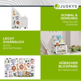 Juskys Dětská knihovna se třemi přihrádkami a boxem na hračky