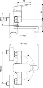 Ideal Standard Ceraplan - Umyvadlová baterie nástěnná, chrom BD241AA