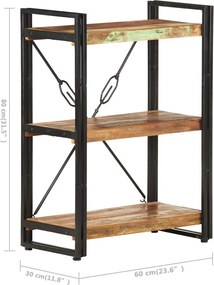 Knihovna se 3 policemi 60x30x80 cm masivní recyklované dřevo 320631