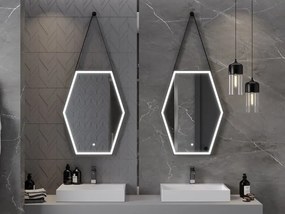 Mexen Orla koupelnové podsvícené zrcadlo 60 x 80 cm, LED 6000K, proti mlze, černý rám - 9815-060-080-611-70