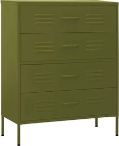 Komoda se zásuvkami olivově zelená 80 x 35 x 101,5 cm ocel 336198