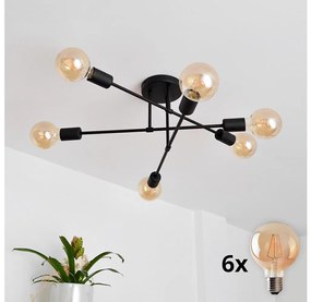 LED Přisazený lustr CAMBRIDGE 6xE27/8W/230V černá