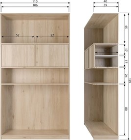 Modulární knihovna v dekoru dubu v přírodní barvě 110x199 cm Modulair – vtwonen