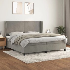Box spring postel s matrací světle šedá 200x200 cm samet 3129111