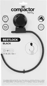 Compactor Bestlock Black Malý věšák na ručníky s přísavkou černá / bez