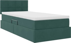 Postel s úložným prostorem Tmavě zelená 90 x 200 cm samet 3370734