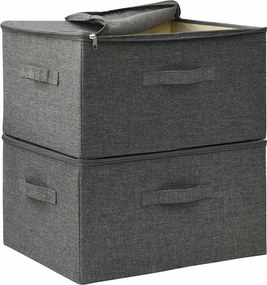 Úložné boxy 2 ks textil 43 x 34 x 23 cm antracitové 332909