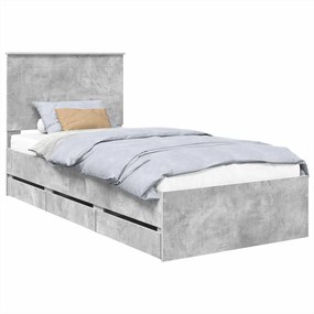 Rám postele s čelo Betonově šedá 75 x 190 cm Inženýrské dřevo 3409513