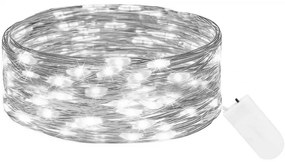 LED řetěz Nano - 1m, 10LED, 2xCR2032, studená bílá