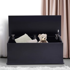 HOMCOM Dřevěný úložný box s víkem, nosnost max. 120 kg pro ložnici a obývací pokoj 100x40x40 cm Černý