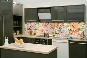 DIMEX | Fototapeta do kuchyně Barevný květinový vzor KI-260-215 | 260 x 60 cm | vícebarevná, zelená
