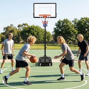 Costway Výškově nastavitelný basketbalový stojan s kolečky, ruční klikou