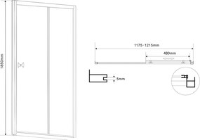 Aqualine Aqualine, AMADEO obdélníková sprchová zástěna 1200x800mm L/P varianta, sklo Brick, BTS120BTP80