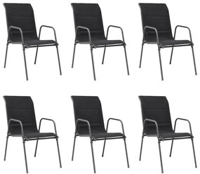 Stohovatelné zahradní židle 6 ks ocel a textilen černé,  43310