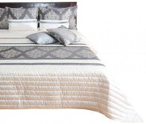 Elegantní přehoz na postel zlato šedý s oramentmi v barokním stylu Šířka: 240 cm | Délka: 260 cm